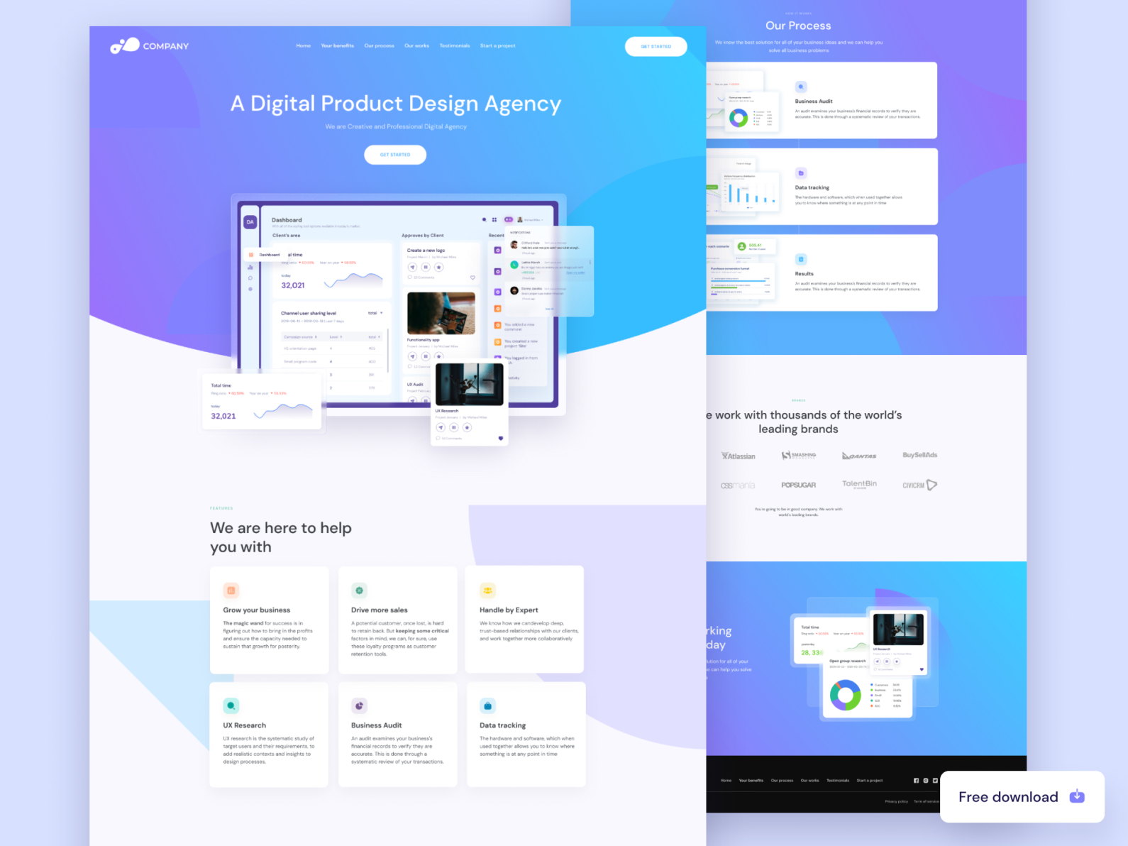 Digital agency landing page (freebie) by Outline2Design for ...