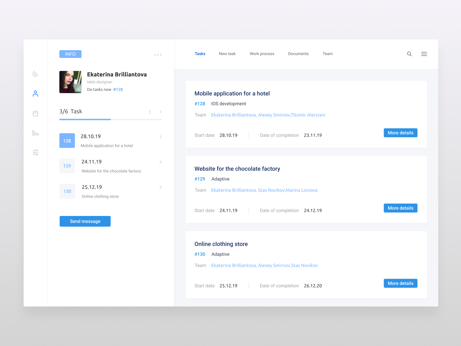 Tasks Page by Kate Paradisek on Dribbble