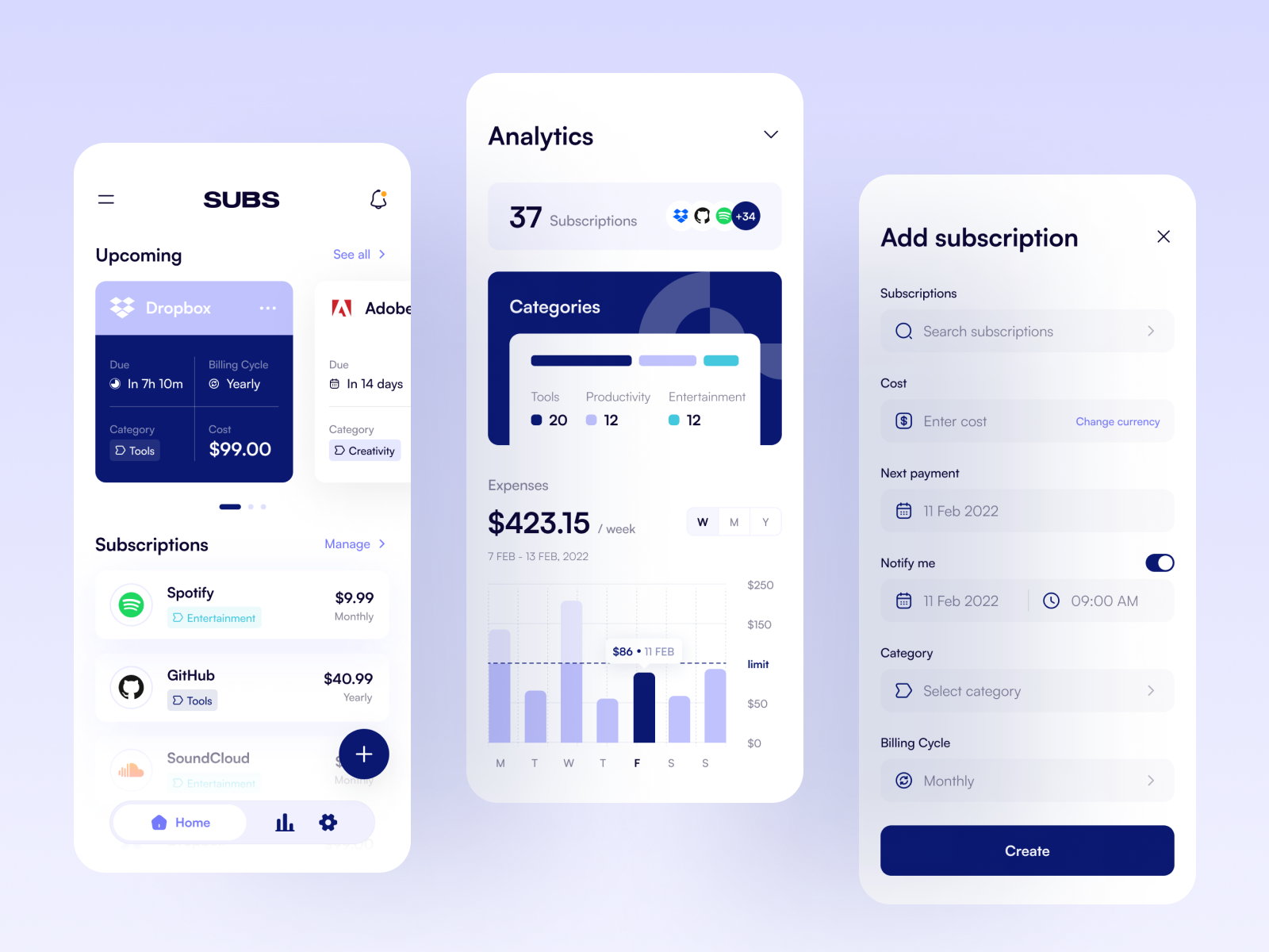 Bobby App Inspired - SUBS Design by Blott on Dribbble