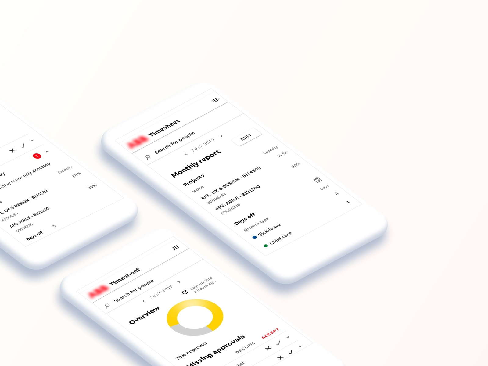 Timesheet app by Aleksandra Krasnowska on Dribbble