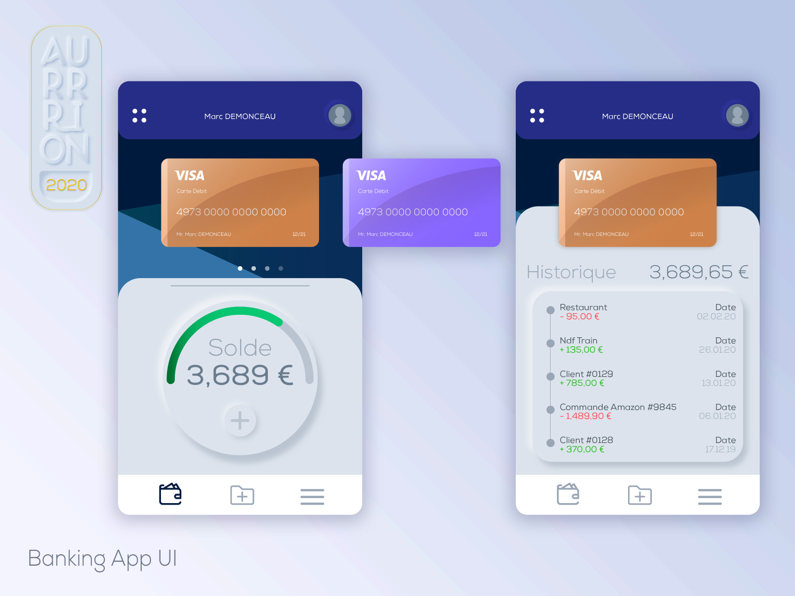 Banking App UI by Alexandre H. / Aurrrion on Dribbble