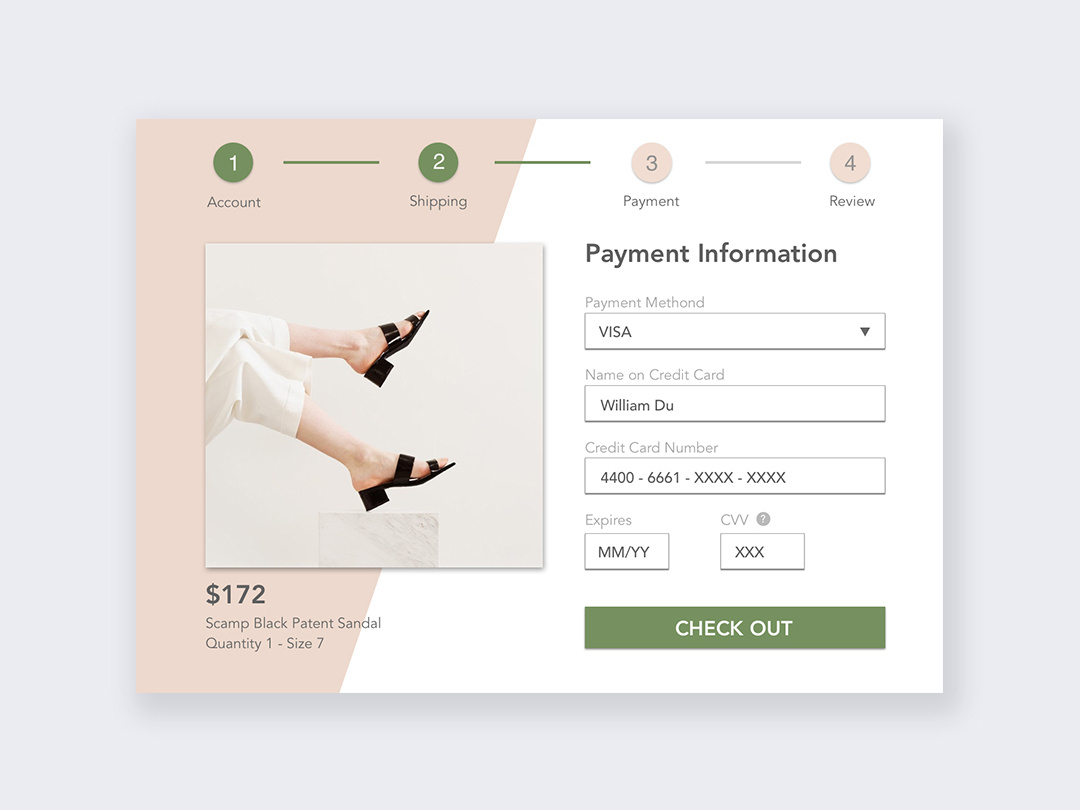 UI design challenge-checkout page by Shantelle Liu on Dribbble