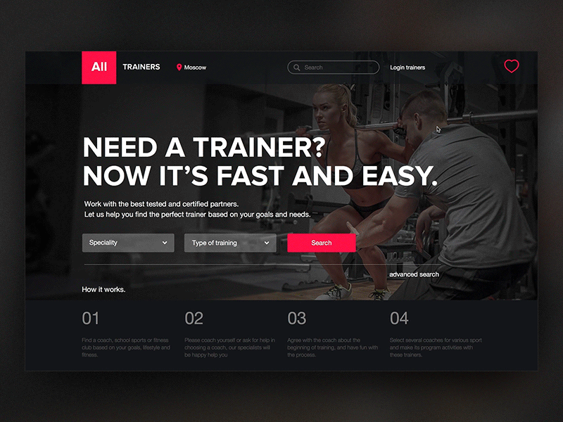 Animation sidebar for website All Trainers by Dyumin Vadim on Dribbble