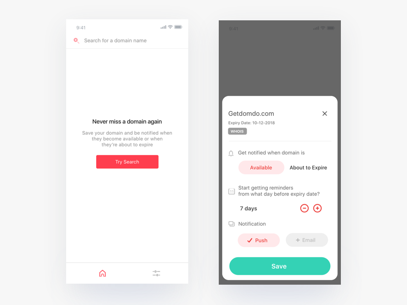 Domain Tracker App by Toye Fatolu on Dribbble