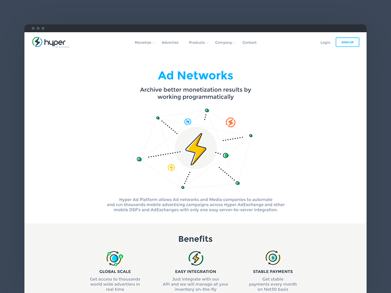 Ad Networks Page by Pavel Kosov on Dribbble
