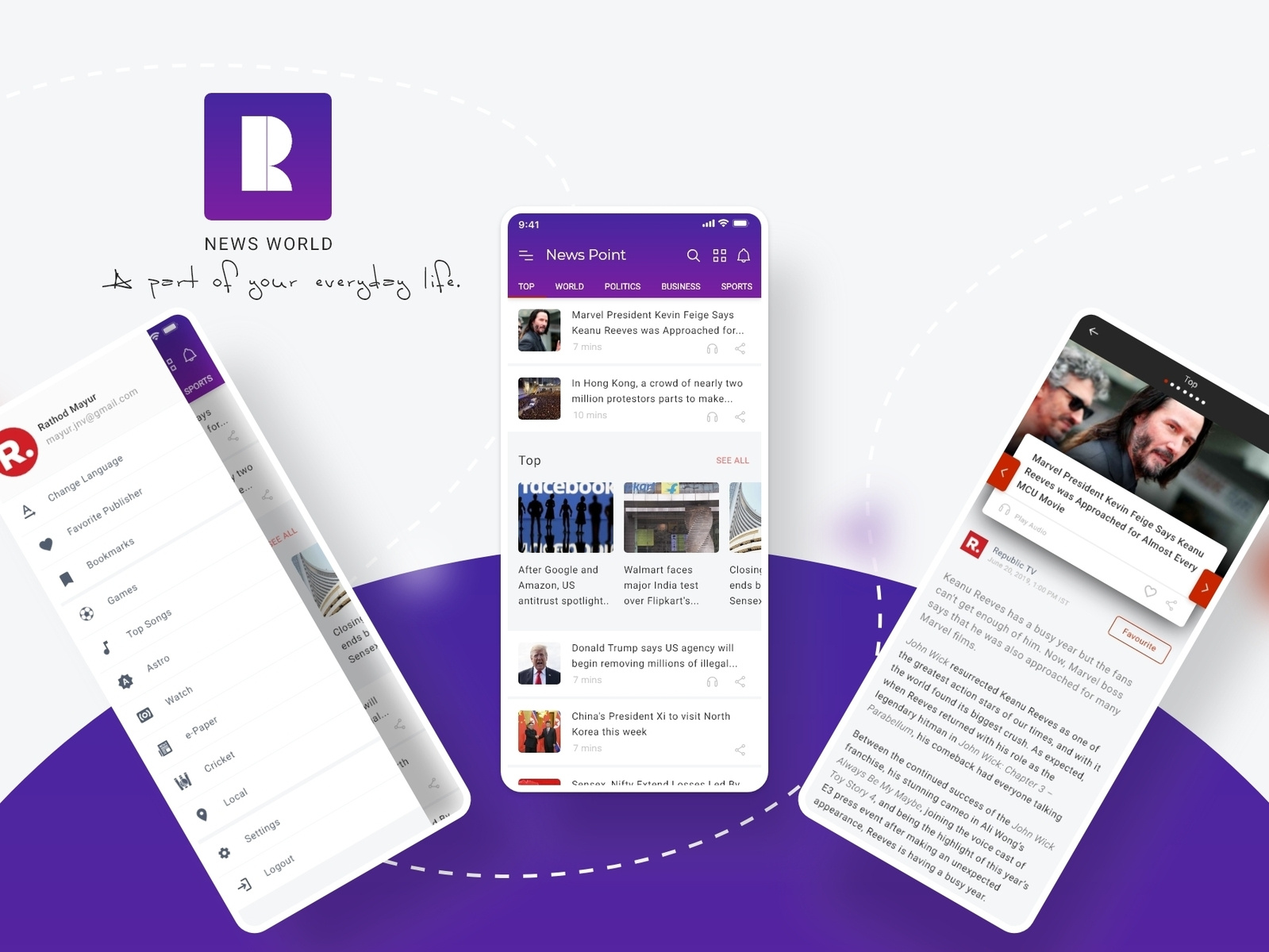 News App UI by Rathod Mayur on Dribbble