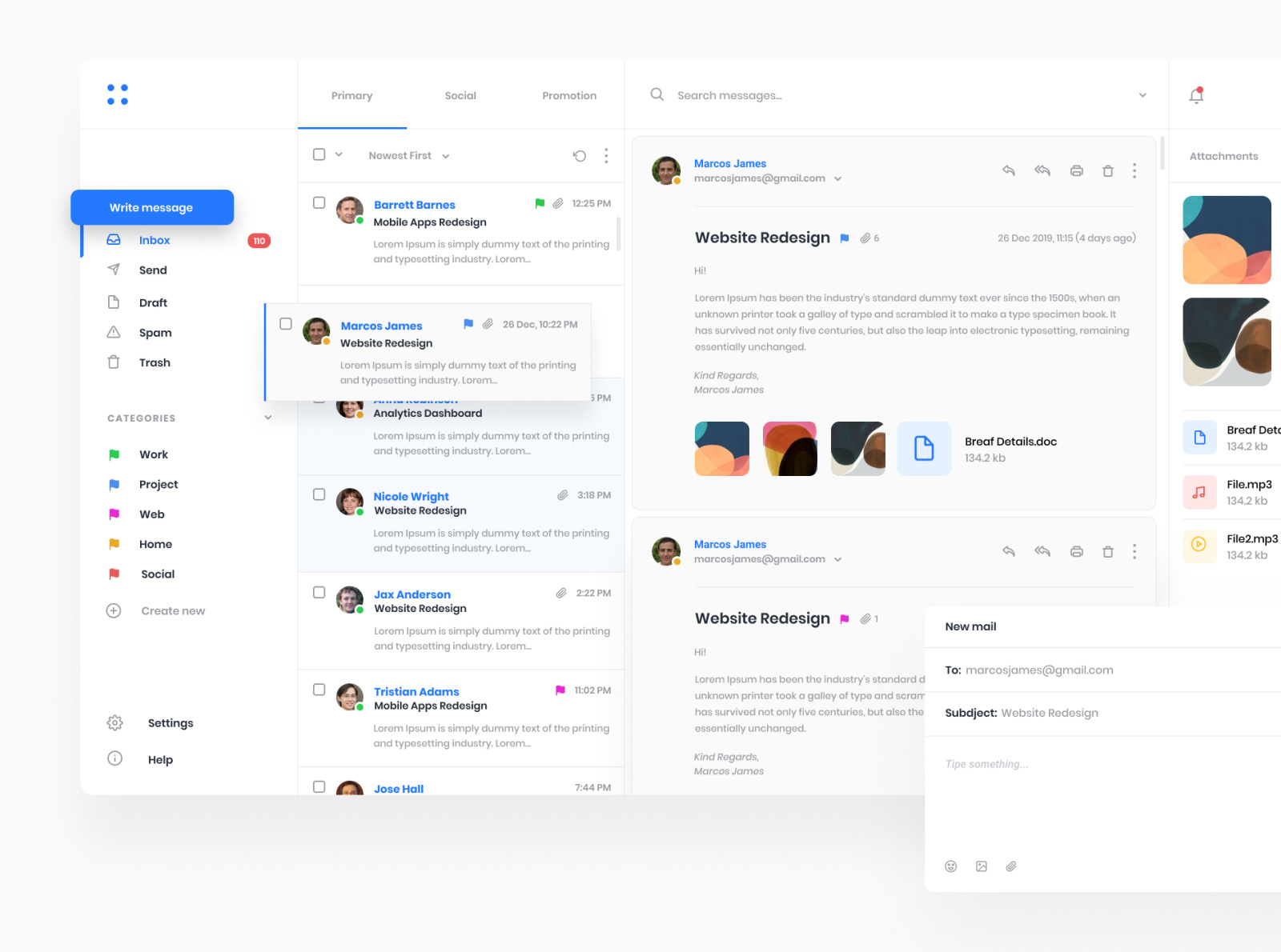 Mail Client by Victoria on Dribbble