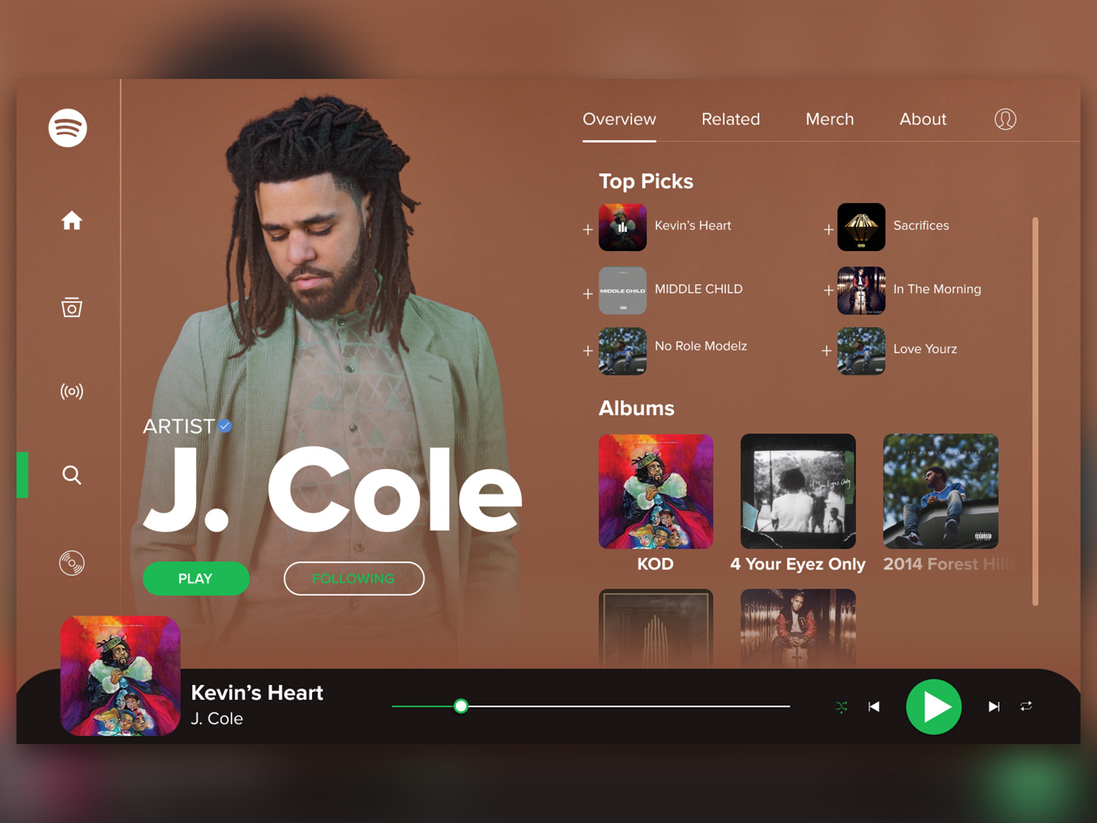 Spotify Artist Page Redesign by Shreyas Puthran on Dribbble