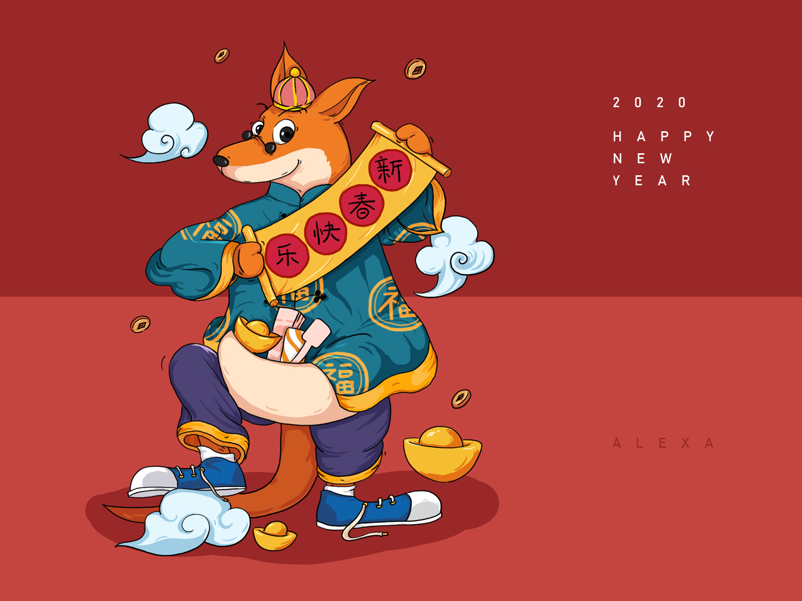 Kangaroo Happy New Year by Christine_Lee on Dribbble