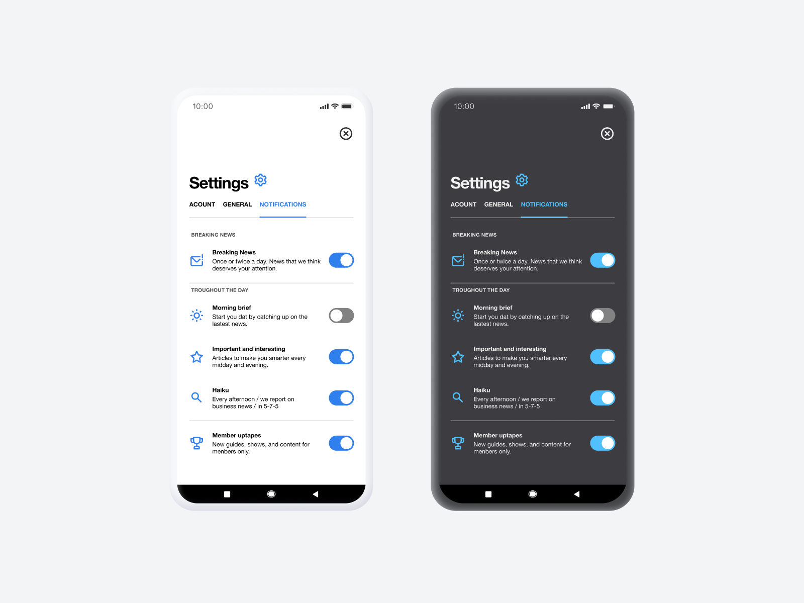 Settings screen – UI Exploration by Bryan C. Orellana on Dribbble