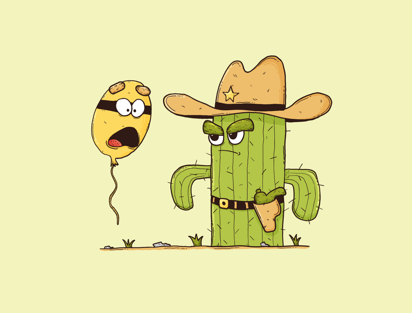 Cowboy Cactus & Balloon (Color) by Petar Topalovic on Dribbble