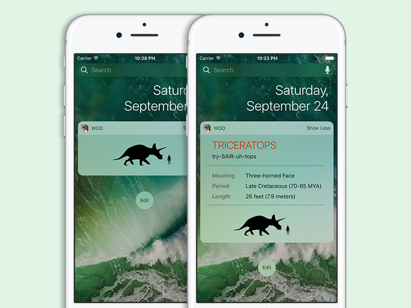 Dinosaurs Widget for iOS 10 by Mohammad Komeili on Dribbble