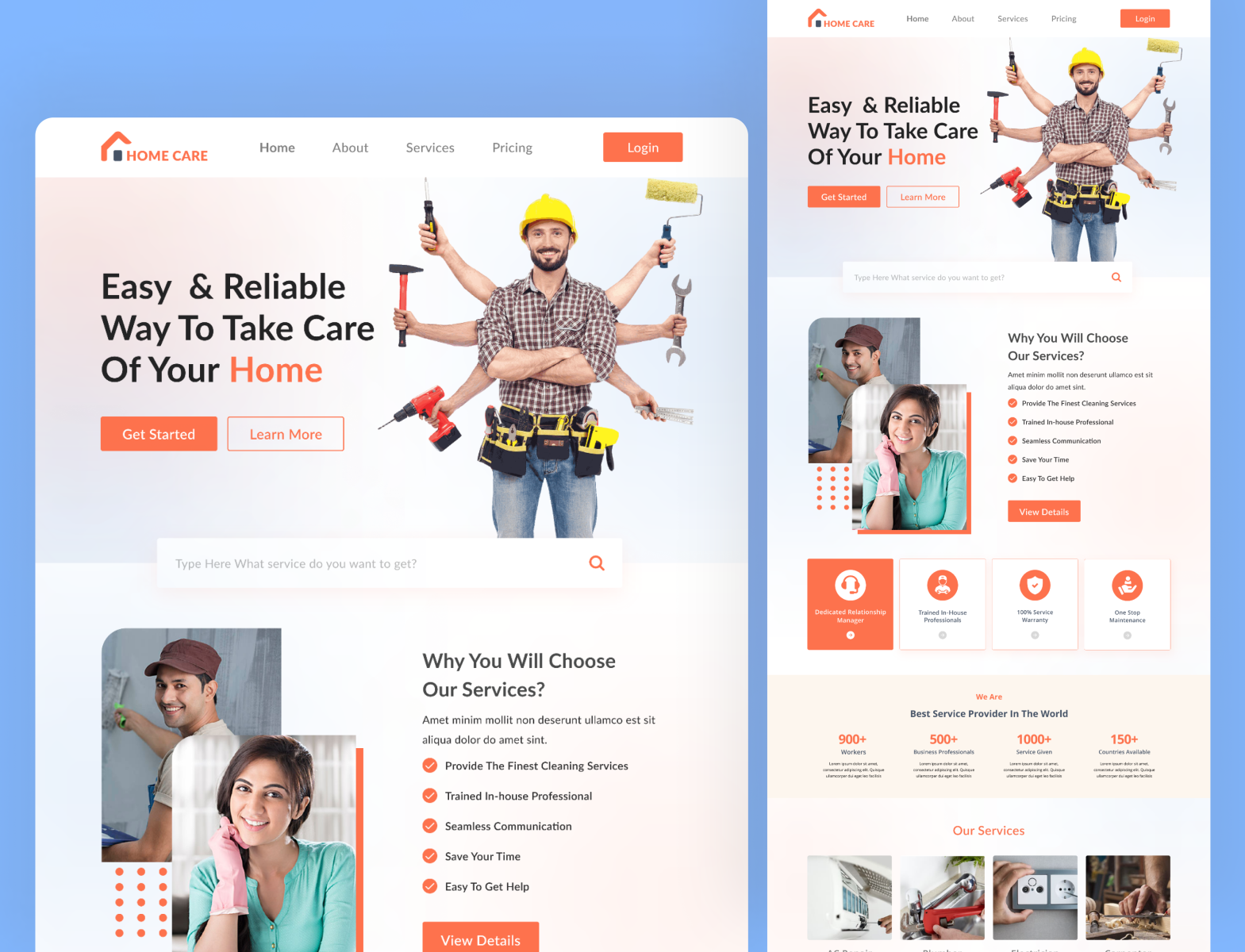 Home Service Landing Page Design by Neamat Shuvon on Dribbble