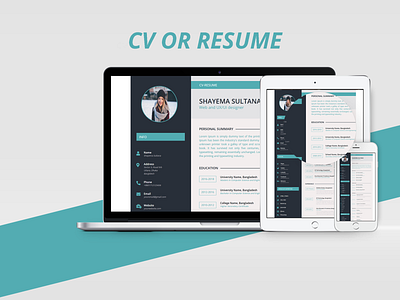 CV or Resume HTML Template by Shayema Sultana on Dribbble