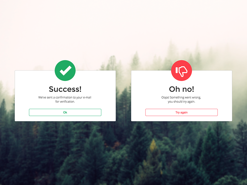 Status Modalbox for form signup by Bryce Snyder on Dribbble
