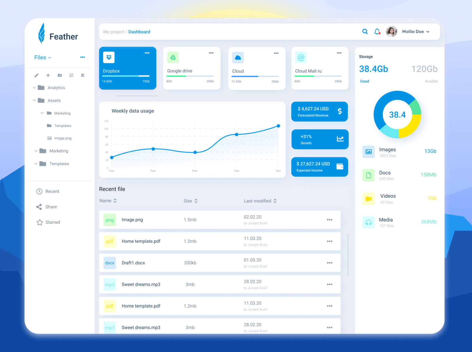 Feather file manager by Valery Aibatov on Dribbble