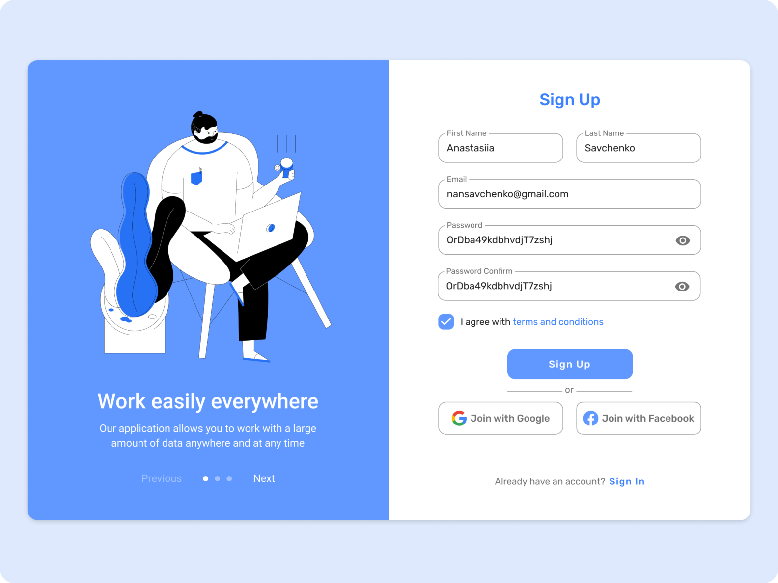 Sign Up Form For App By Anastasiia Savchenko On Dribbble