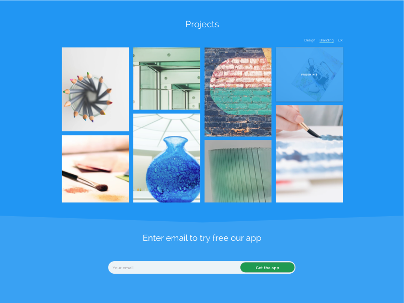 Portfolio section, made with Fresh UI Kit by Madalina Taina on Dribbble
