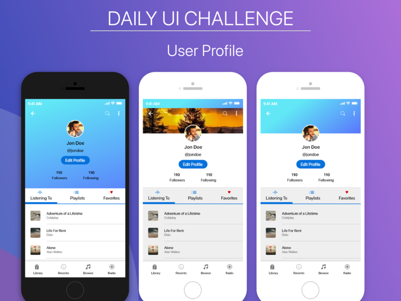 Daily UI Challenge - User Profile by Ikenna Agu on Dribbble