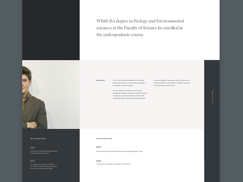 Biography Page — Layout Experiment by Mario Šestak on Dribbble