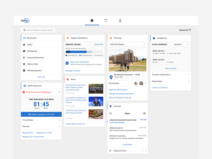 myLU Student Dashboard - Desktop by Aric Burkert on Dribbble