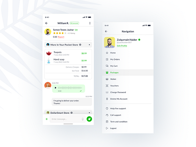 Shop Chat & Navigation UI Design Screens by Zulqurnain Haider on Dribbble