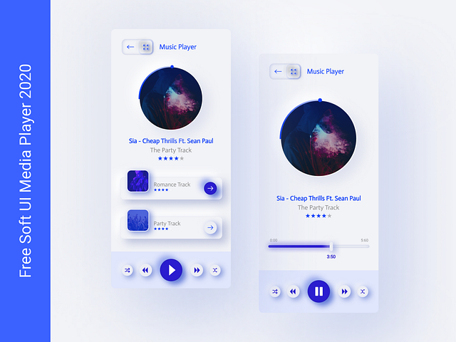 Free UI Neumorphism/Skeumorphism Media Player Designs by Zulqurnain ...