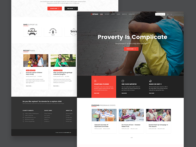Orphan - Charity WordPress Theme Home Page 2 by BdThemes on Dribbble