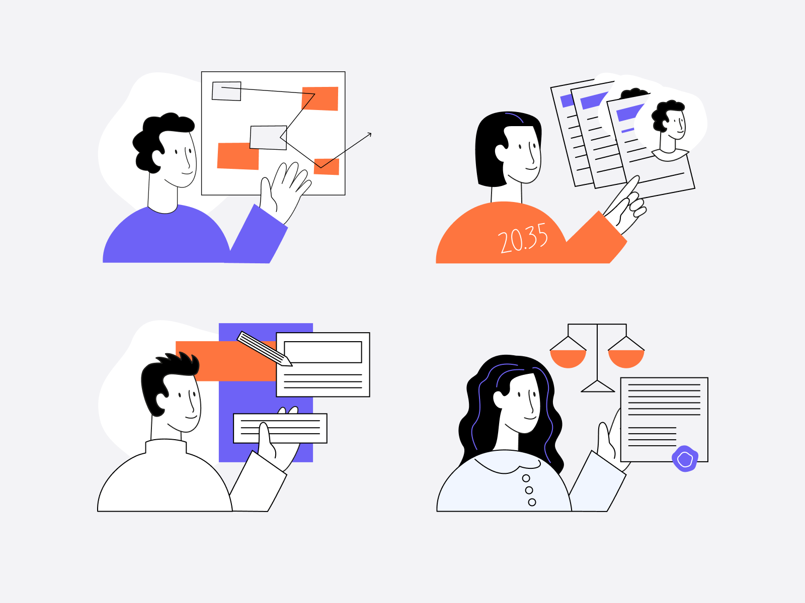 Illustration for positions by Polina on Dribbble
