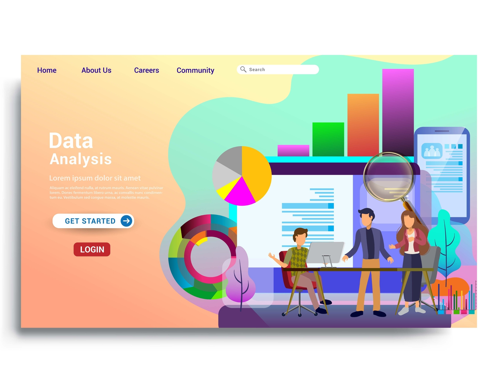 Modern flat design concept of web page by Otpirusthree_Studio on Dribbble