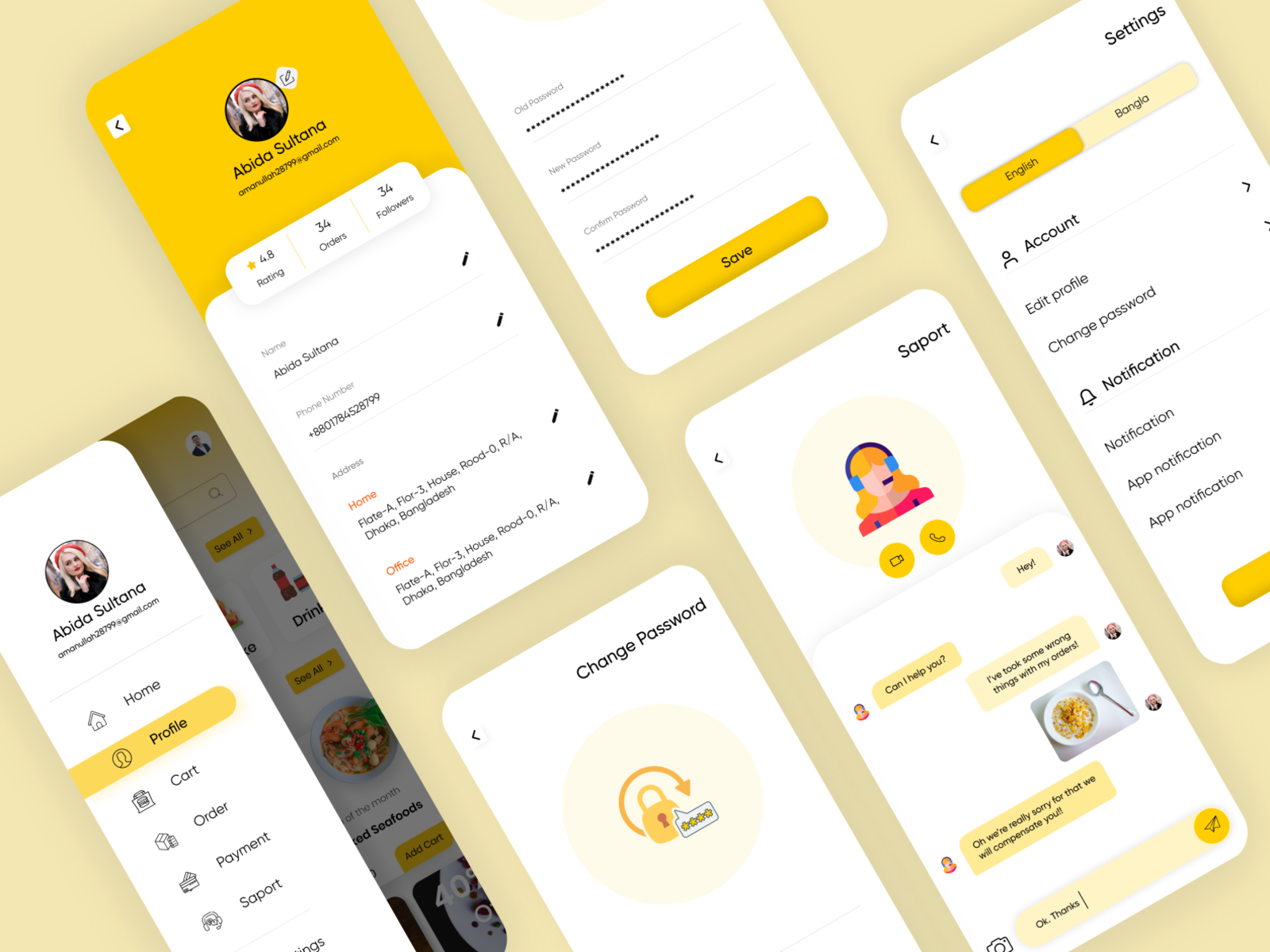 Dribbble - Food delivery app , Settings consept.png by Aman Ullah