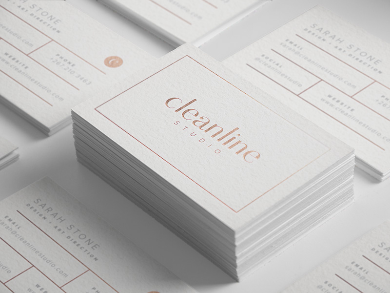 cleanline studio business cards by Sarah Stone on Dribbble