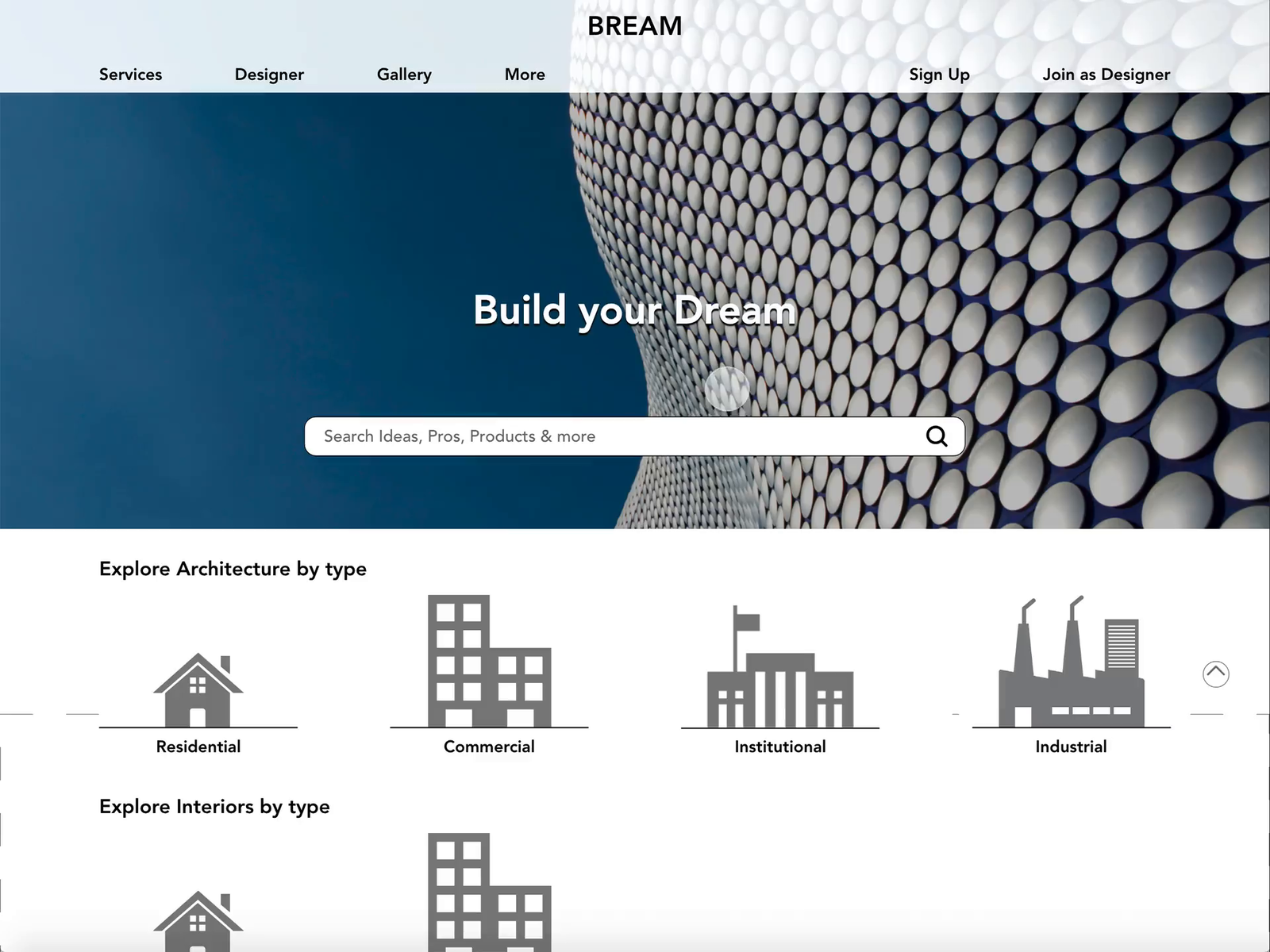 Bream [Build your Dream]- Home page by Spruha Patel on Dribbble