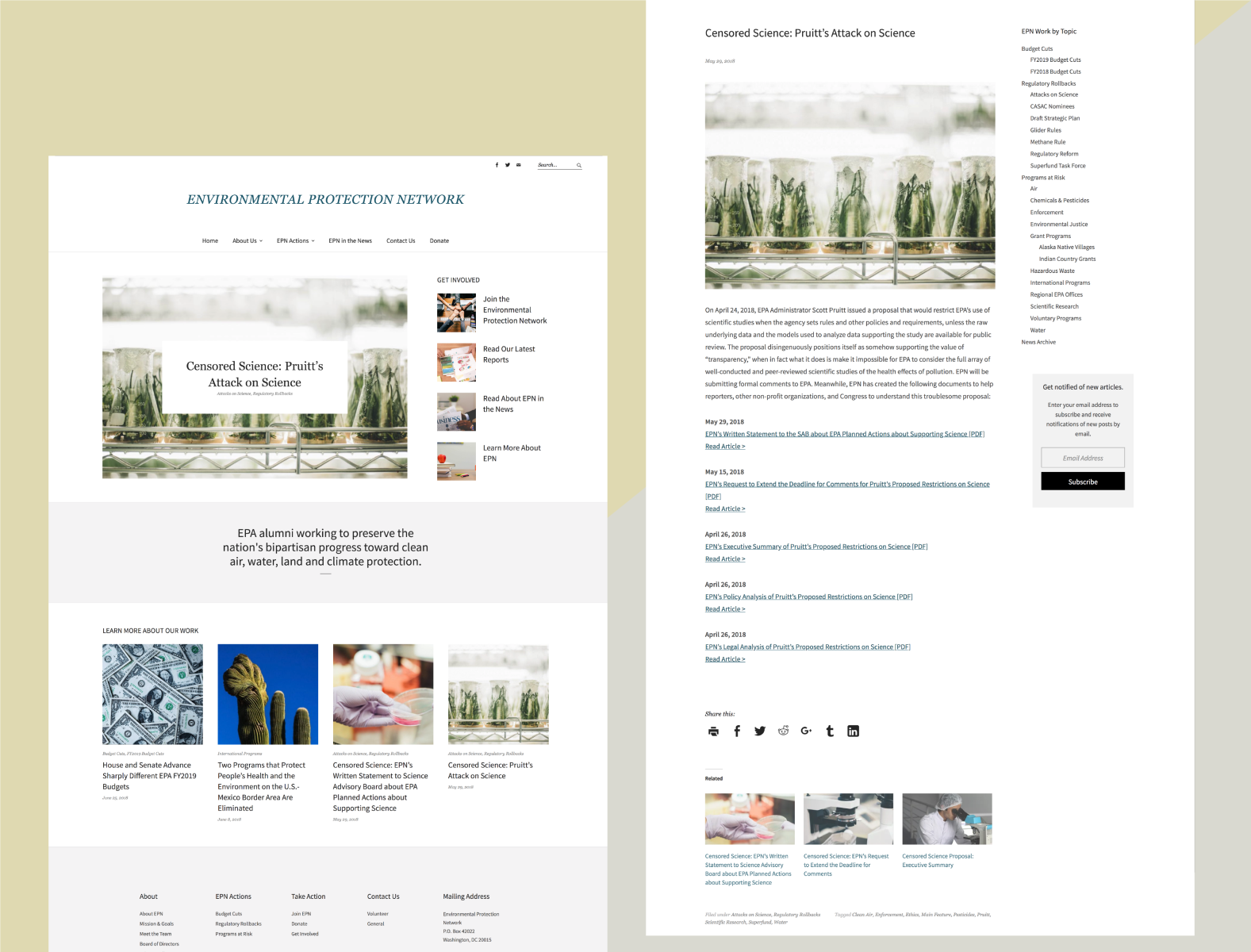 Environmental Protection Network Website by Amanda Luu on Dribbble