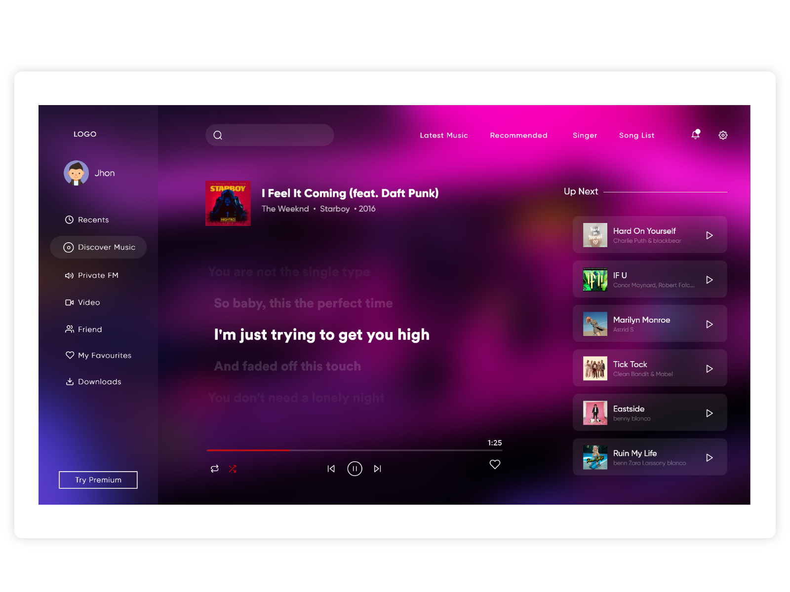 Web Music Player by Designé.Studio on Dribbble