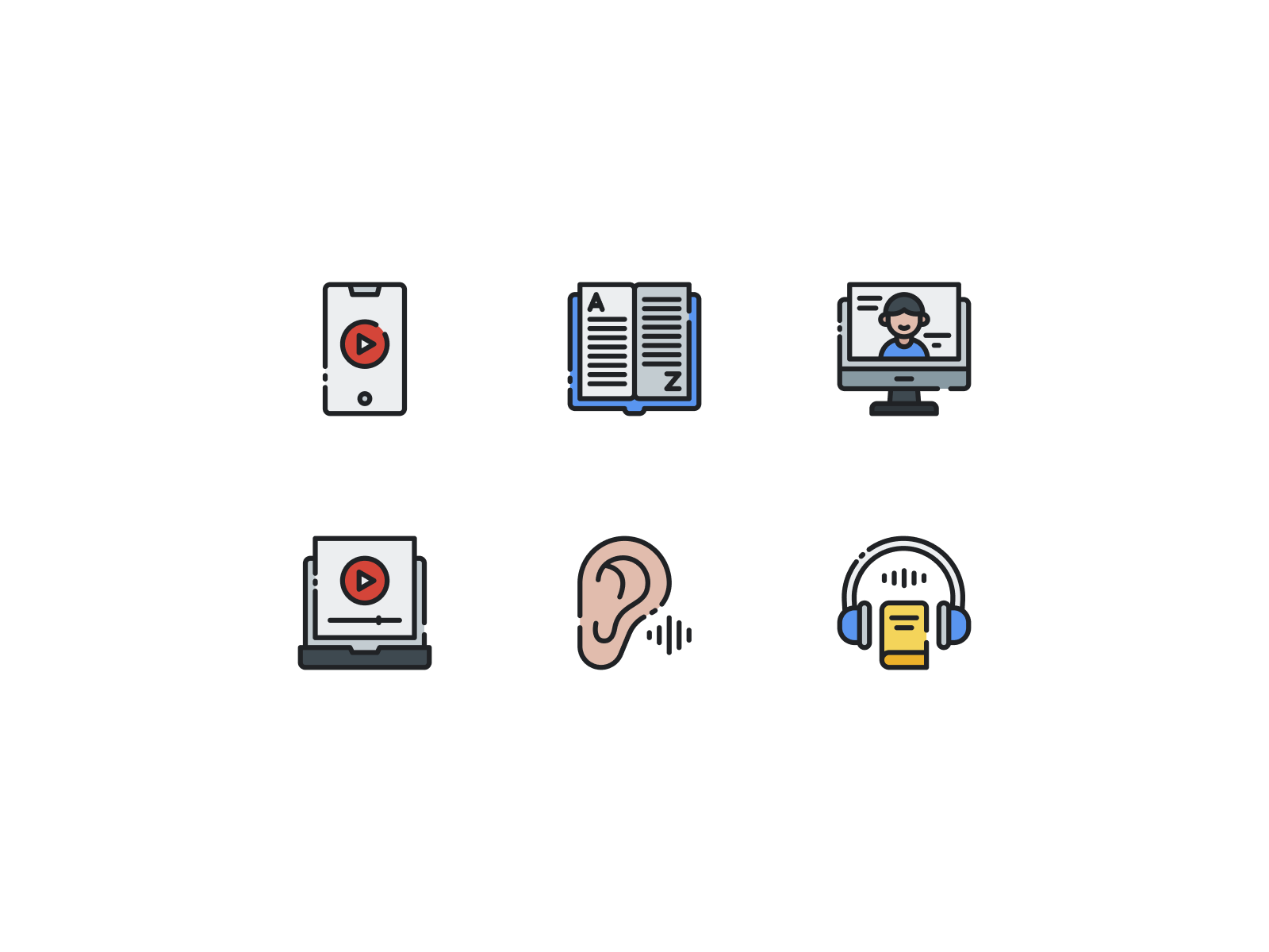 Language Learning Icon Set by arkinasi on Dribbble