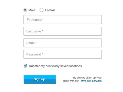 Simple Signup Form by Alexander Kitov on Dribbble