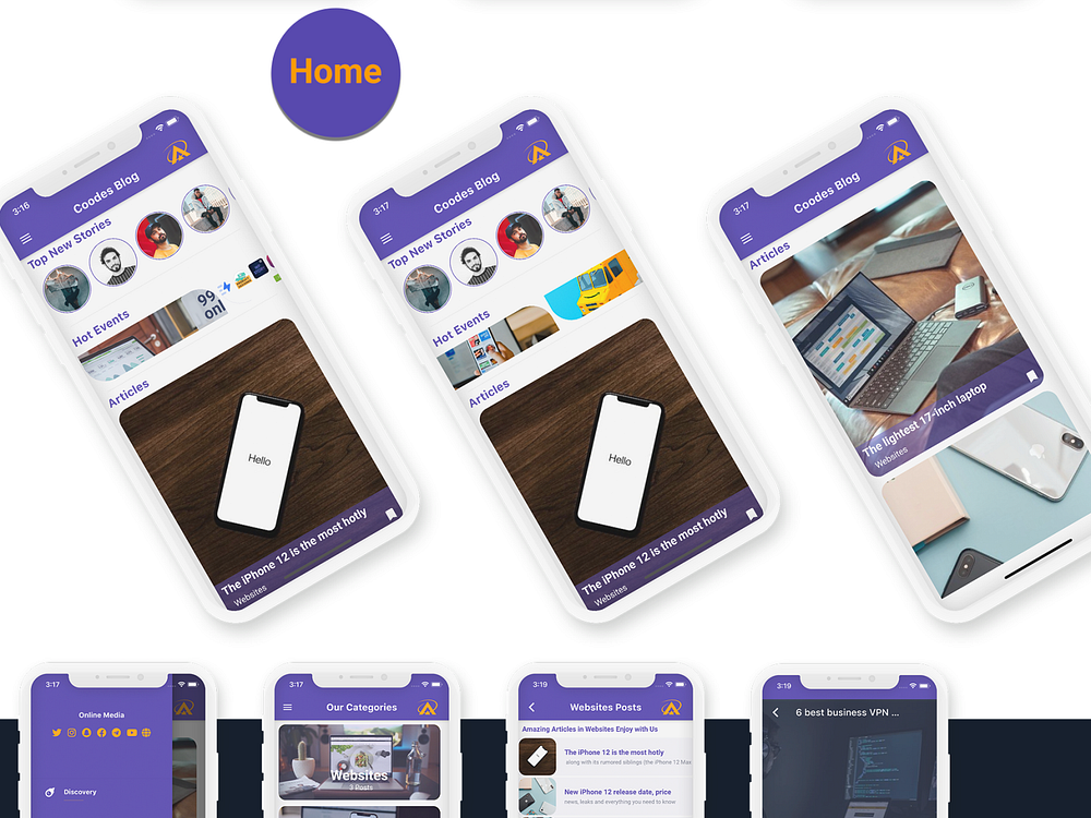 Flutter Blog App With Dashboard ios and android by bahaa taha on Dribbble