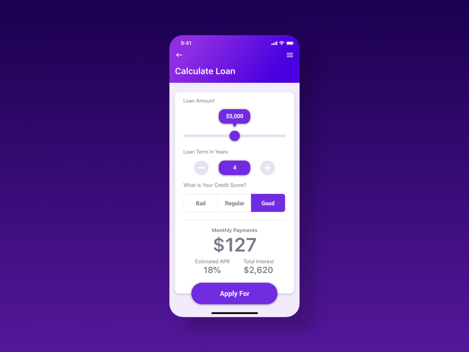 Daily UI Day 004 - Loan Calculator by Gaston Rodriguez on Dribbble