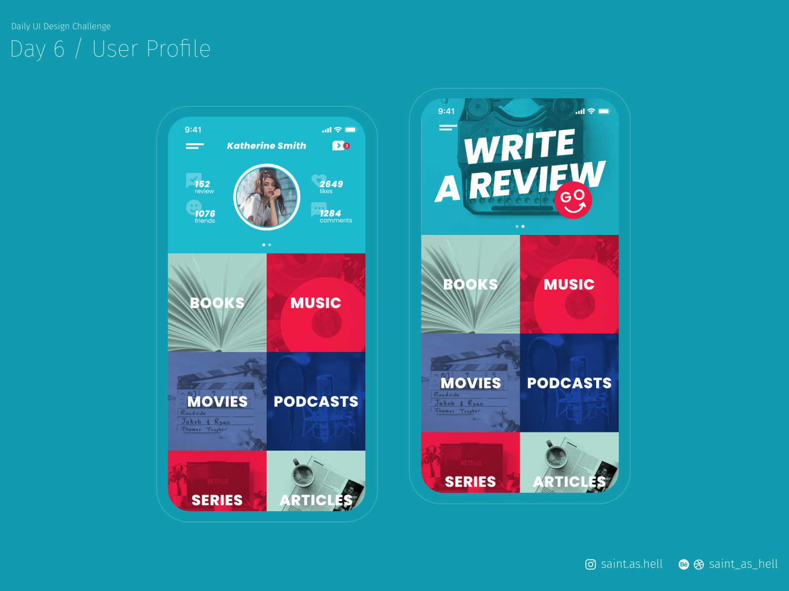 Review writing app / Daily UI #6 — User Profile by Kris on Dribbble