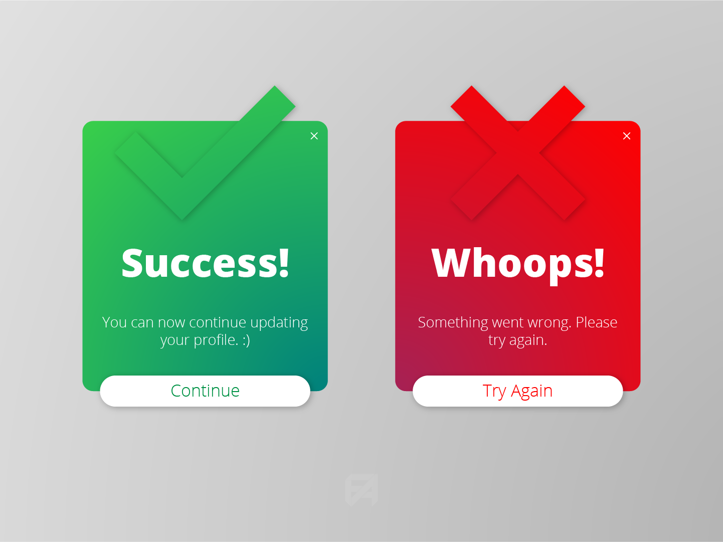 Daily UI Challenge 011: Flash Message (Error/Success) by Franky Arvelo on Dribbble