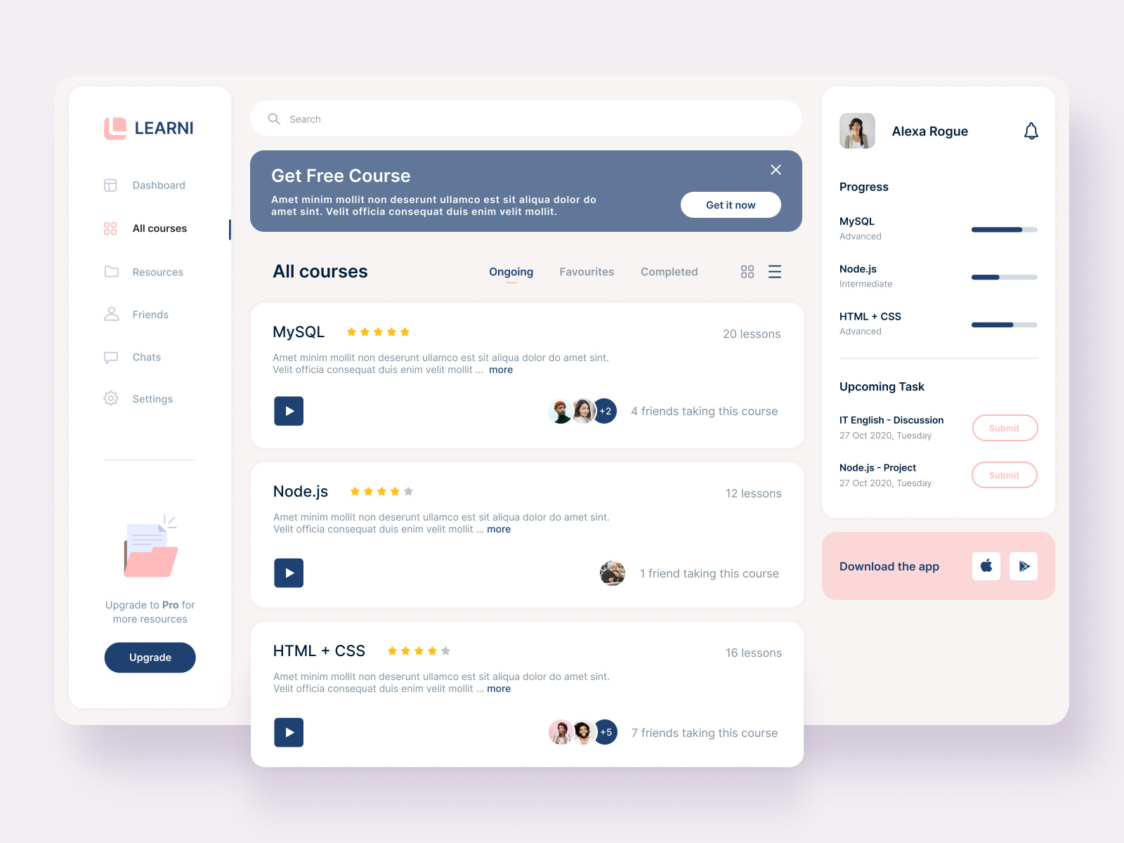 Web app | Courses exploration by Christian Vasile on Dribbble