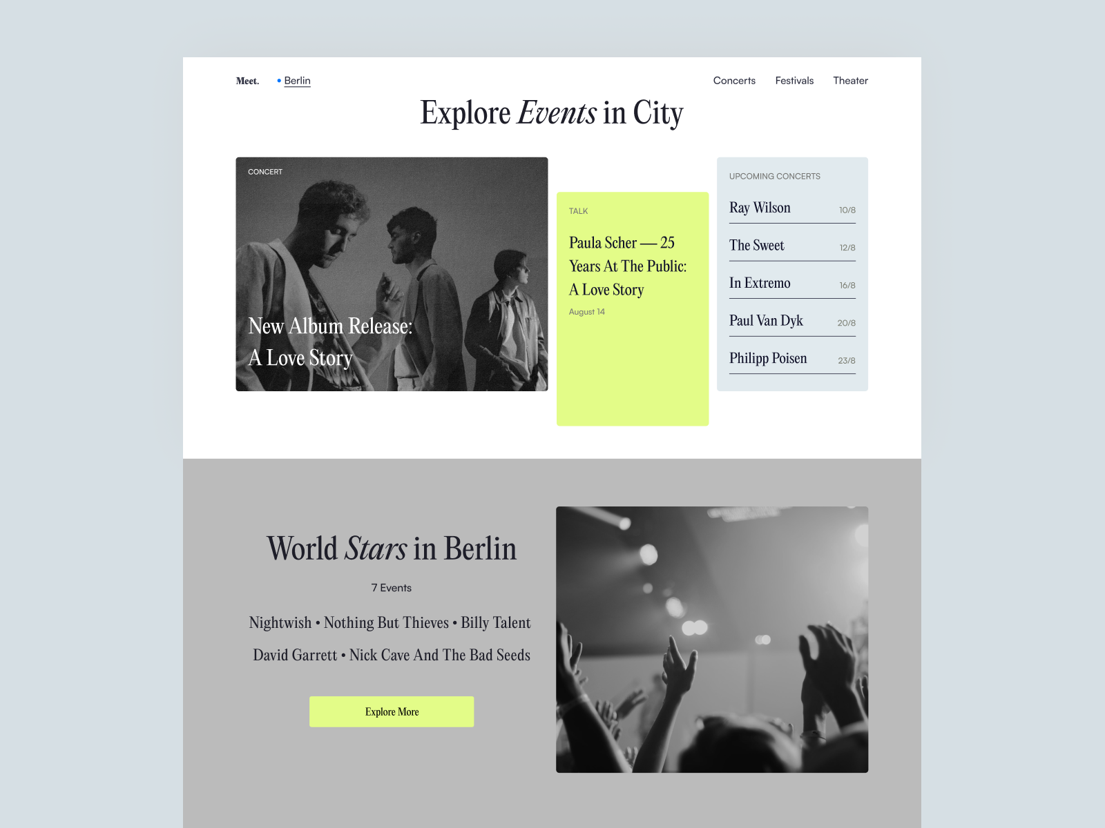 Homepage for Events Website by Kate Stanytska for Ralabs Design on Dribbble