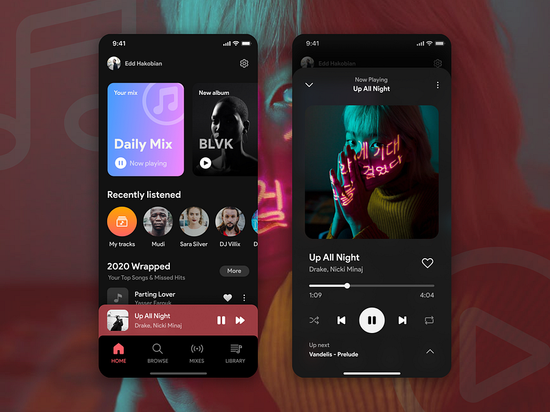 Streaming - Music Player App Design by Edd Hakobian on Dribbble