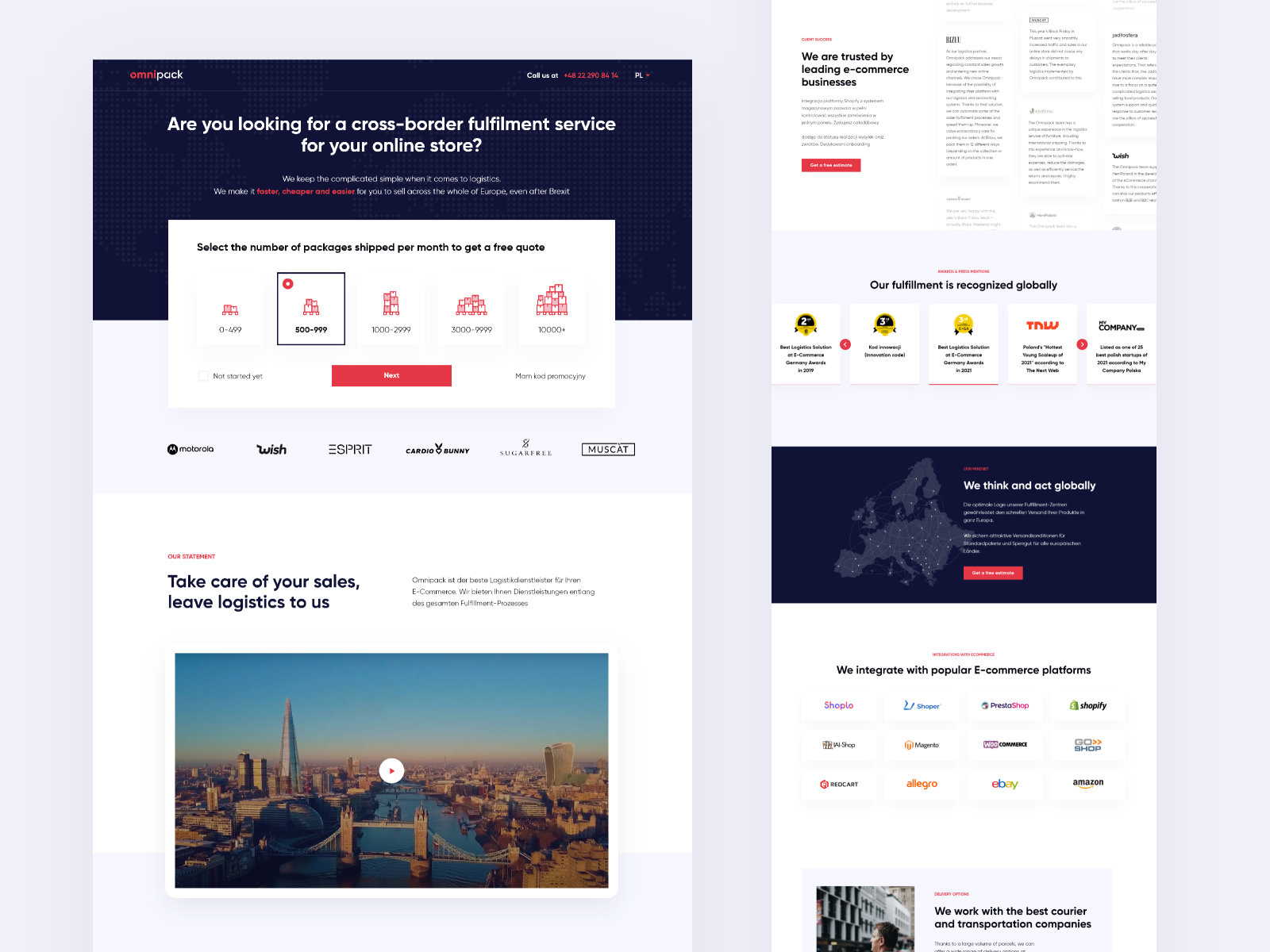Desktop landing page layout for Omnipack by Marcin Mroczka for Webalize ...