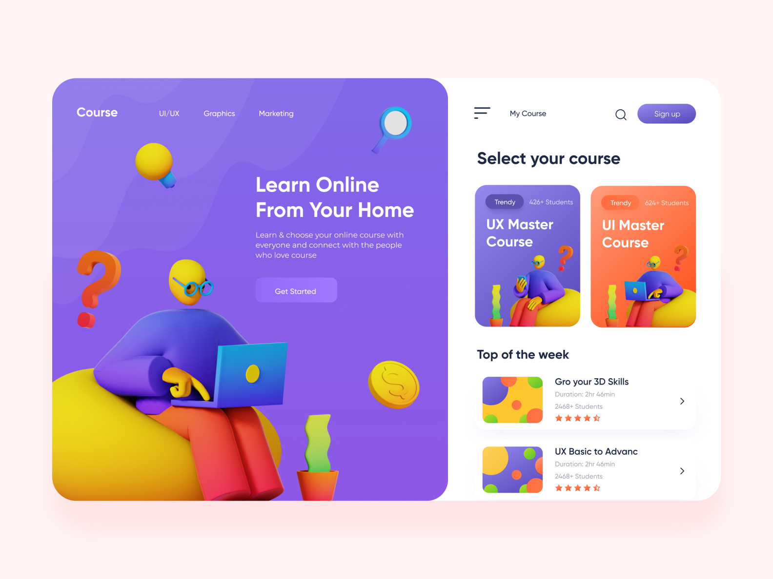Online Course Web app by Rakib Kowshar for UnoPie Design on Dribbble