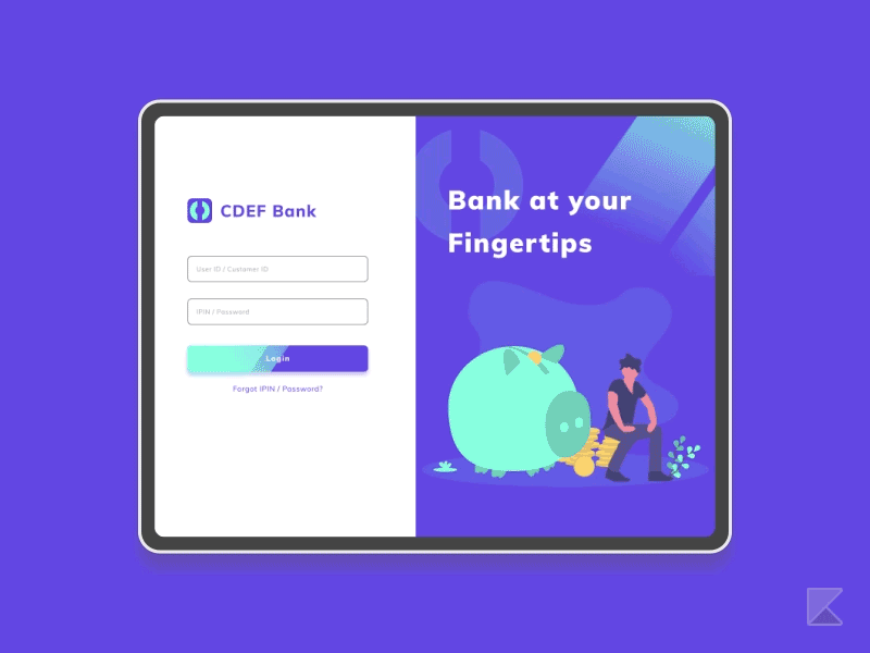 Internet Banking Login page - DailyUI 001 by Balaji Nant on Dribbble