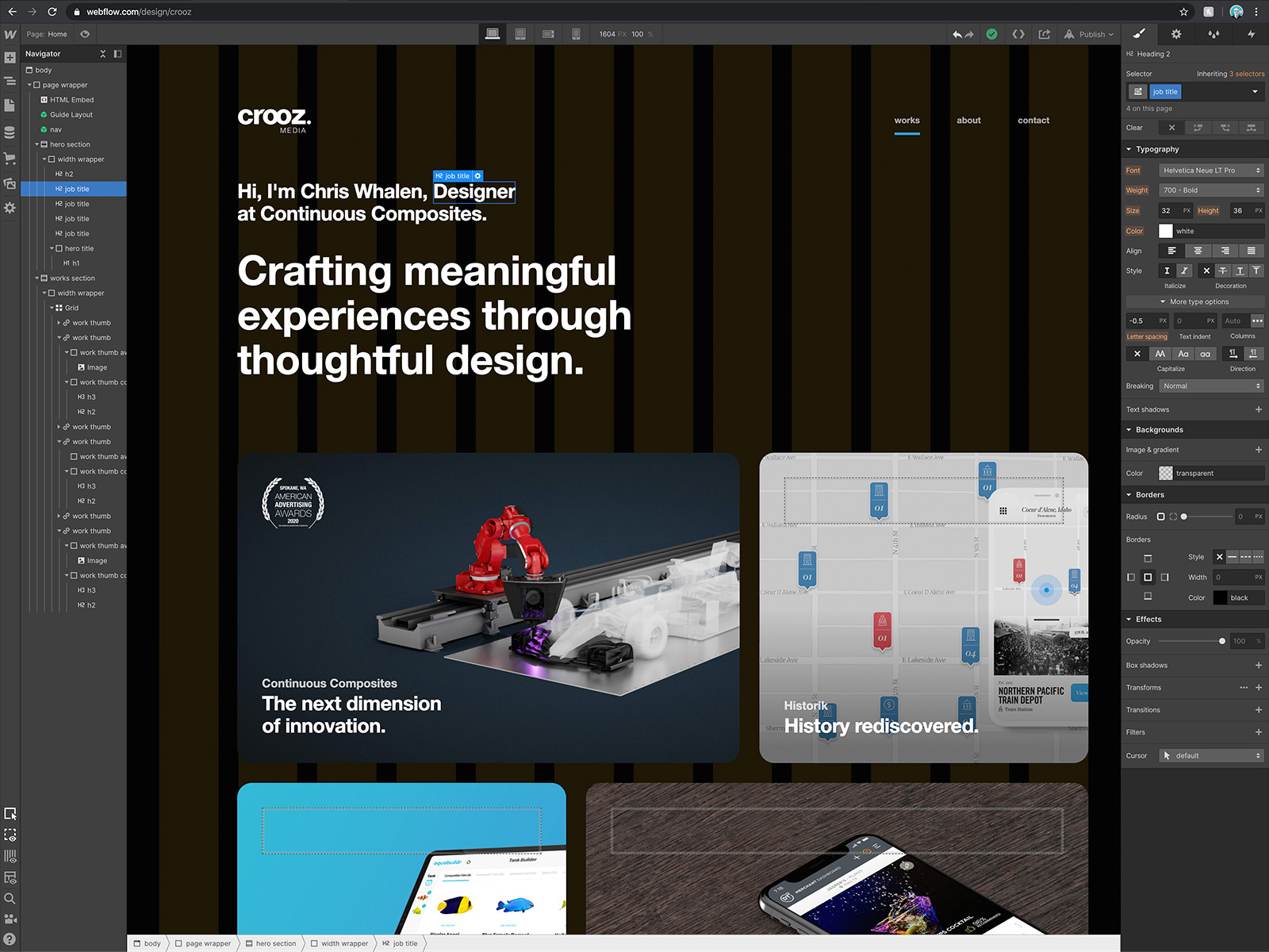Preview: Portfolio Website Development by Chris Whalen on Dribbble