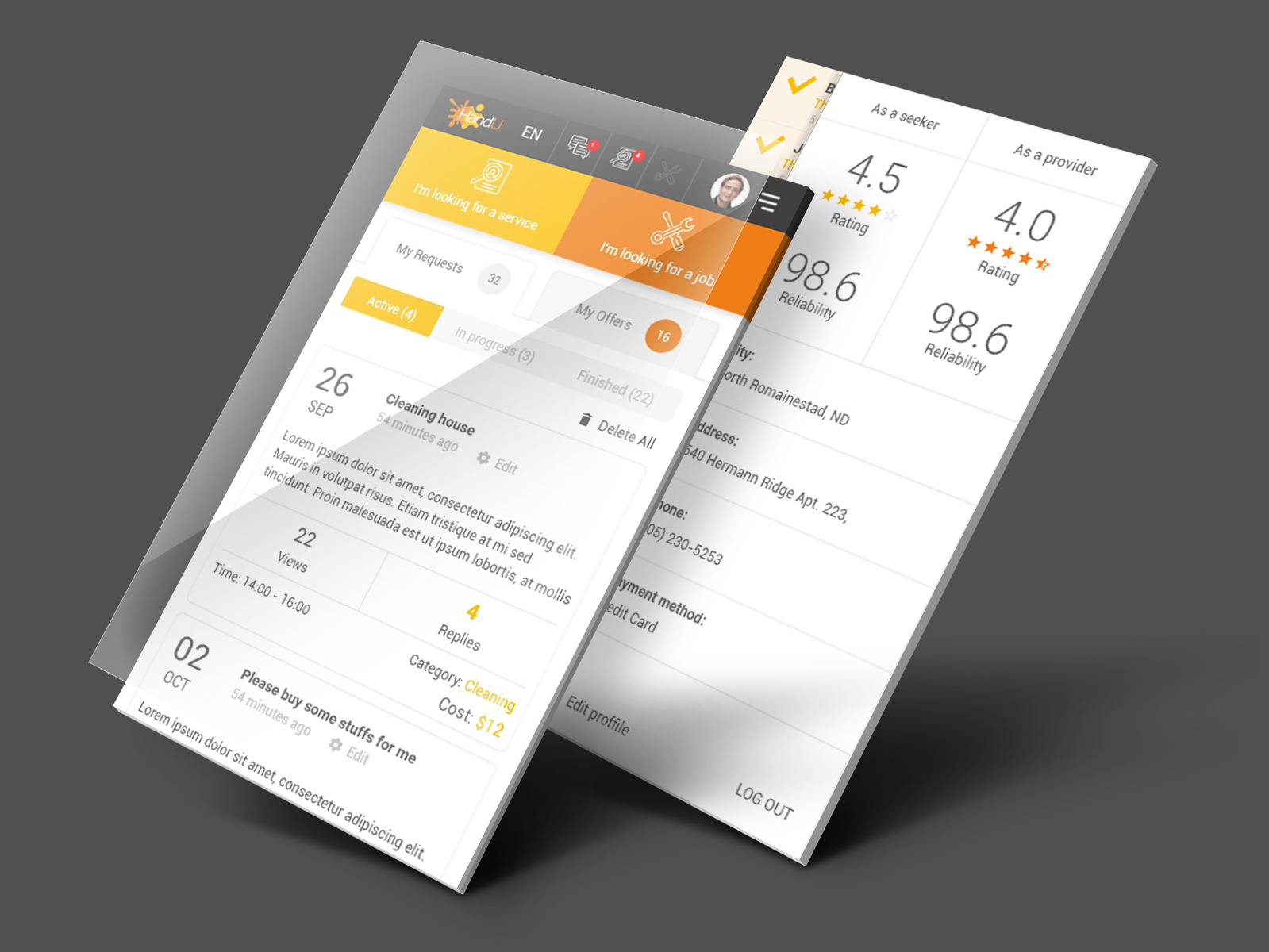 HandU app by Stiliyan Penev on Dribbble