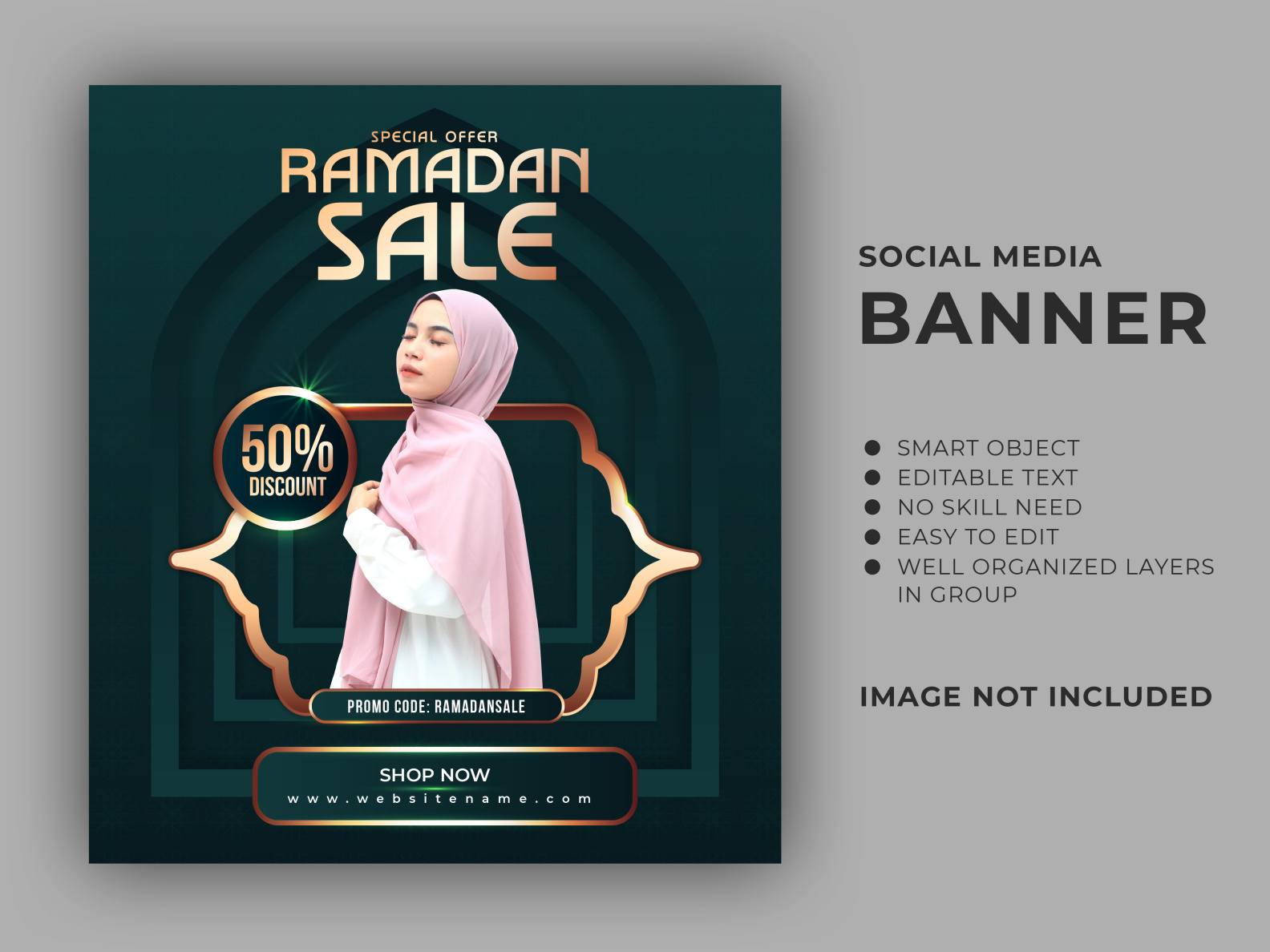 Ramadan Hijab sale banner for fashion sale social media template by ...